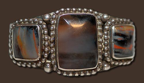 Ingot-Silver Split-Chisel Cuff Bracelet with Three Stones - Southwest ...