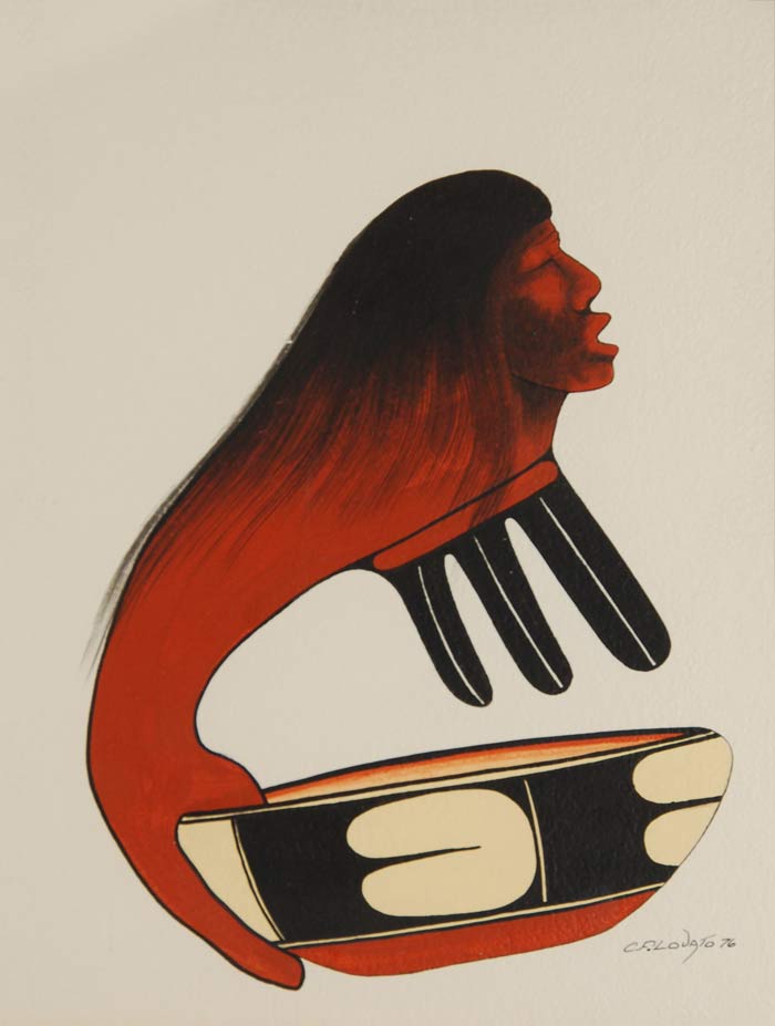 Kewa Pueblo Painting “Feathered Man & Bowl” by Charles Lovato - Fine ...
