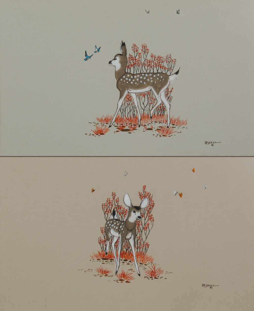 Dine (Navajo) Pair of Original Paintings by Beatien Yazz - Adobe ...