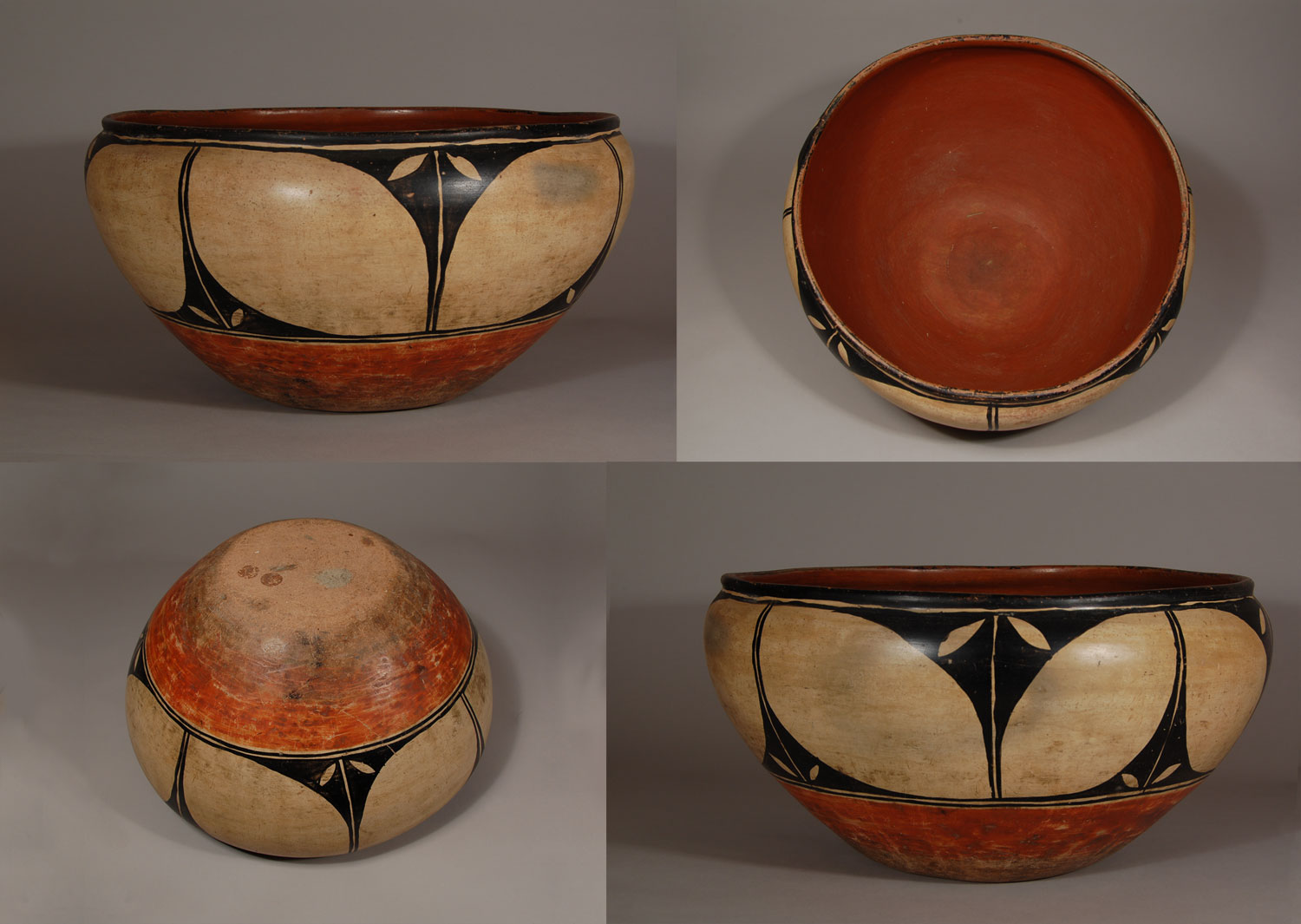 Kewa Pueblo Dough Bowl with Large Ovoid Design - Southwest Indian ...