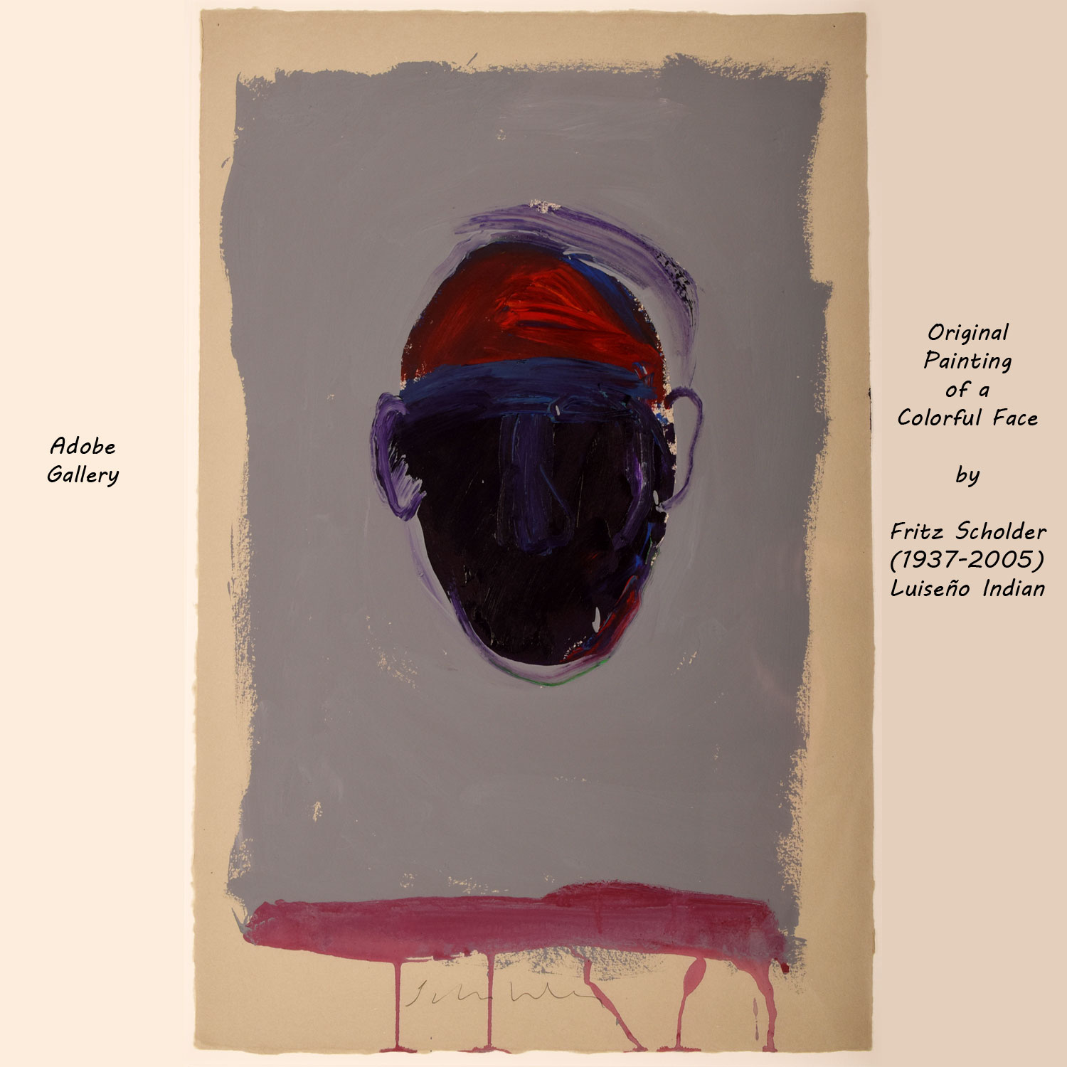 Fritz Scholder Native American Southwest Painting C4467A - Adobe ...