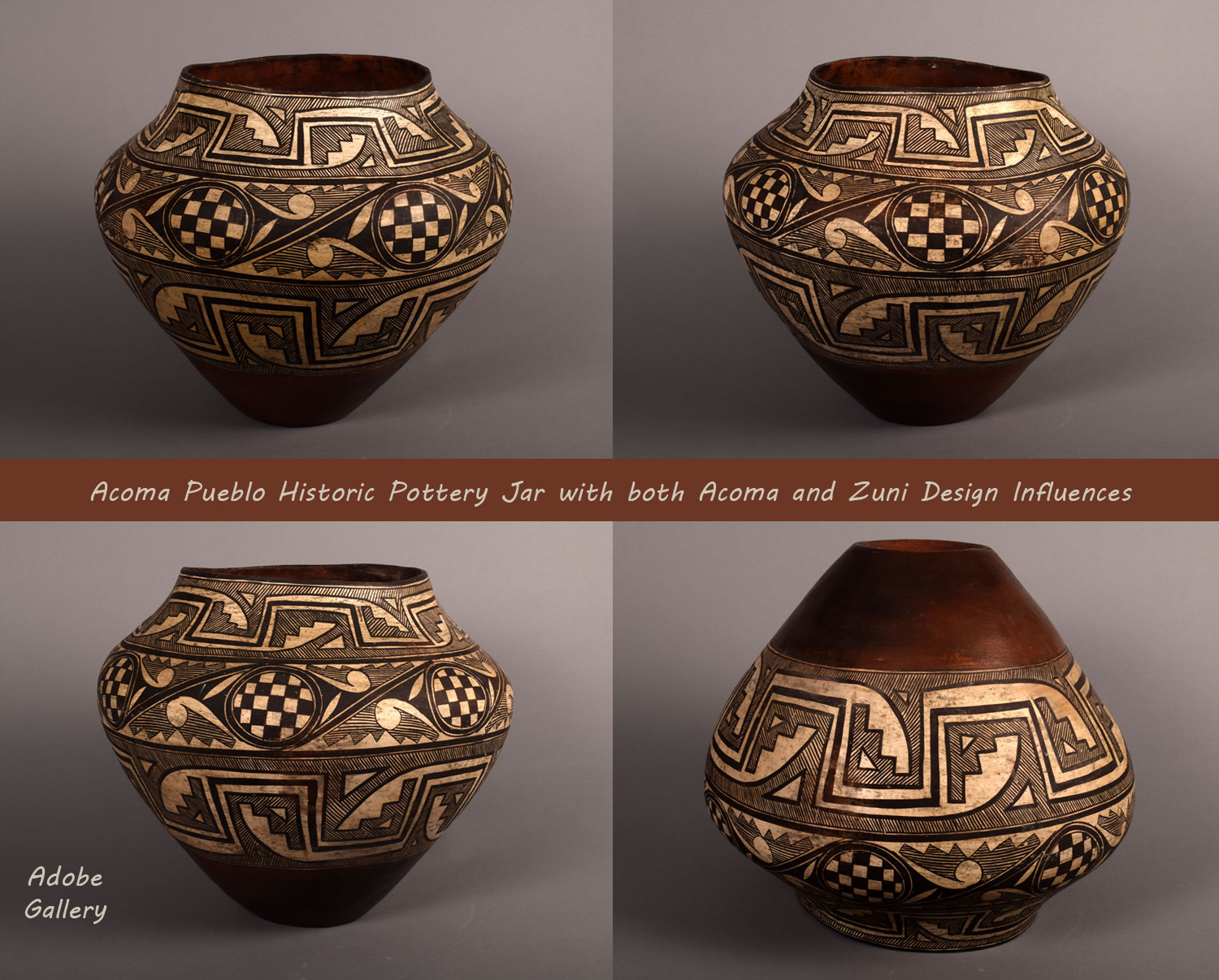 Southwest Indian Historic Acoma Pueblo Pottery Zuni C4395B - Adobe ...