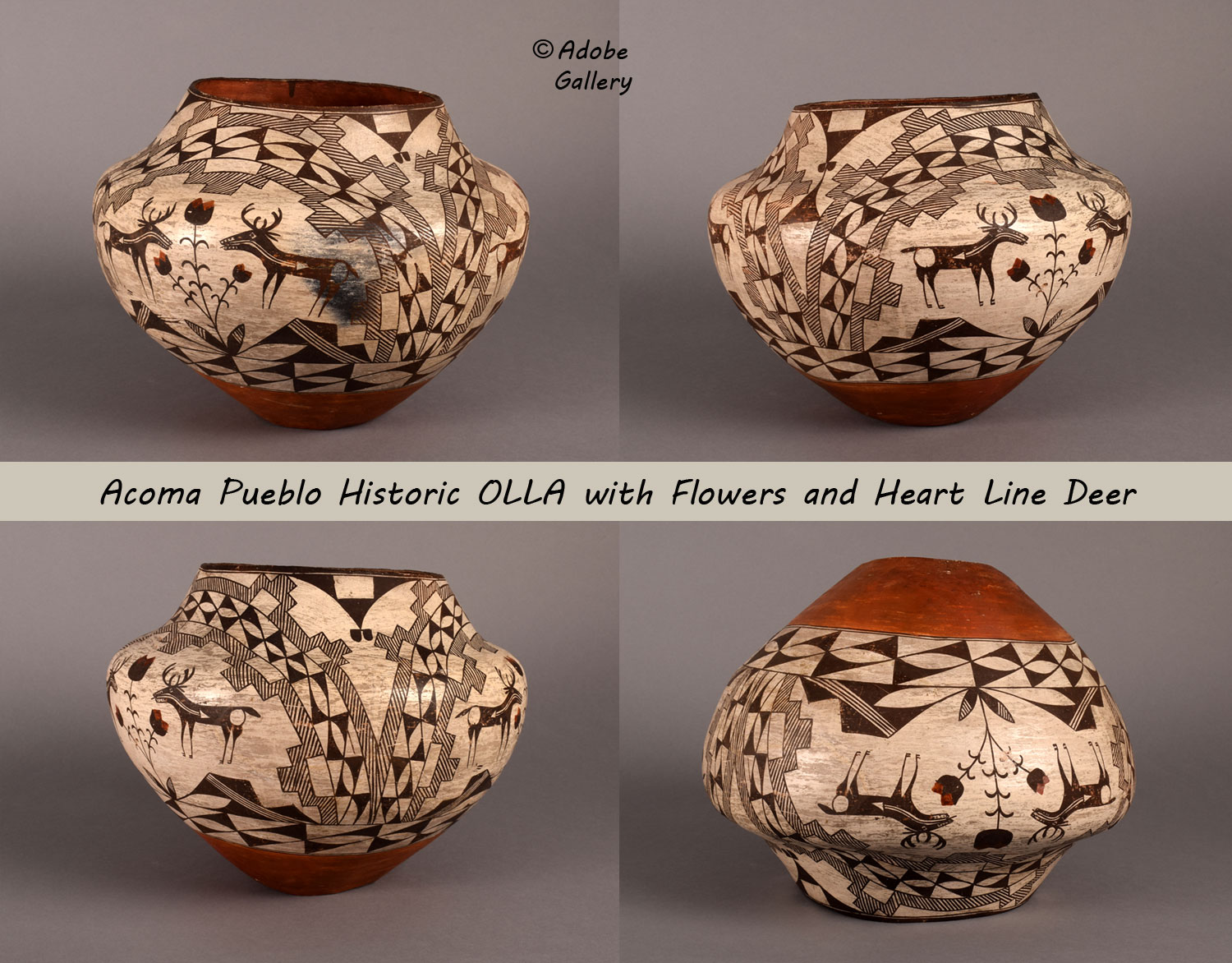 Acoma Southwest Indian Historic Pottery Heart Line Deer C4642-02 ...