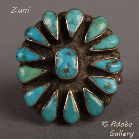 Zuni Turquoise Ring Native American Jewelry C4643-28 - Adobe Gallery ...