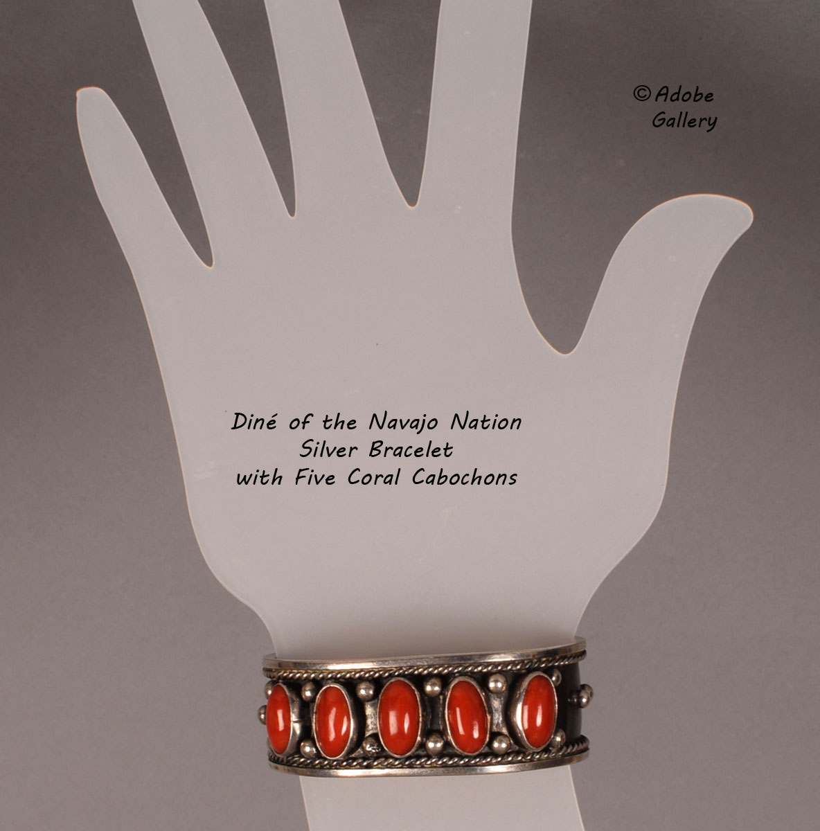 Native American Silver Jewelry Coral Bracelet C4643-109 - Adobe Gallery ...
