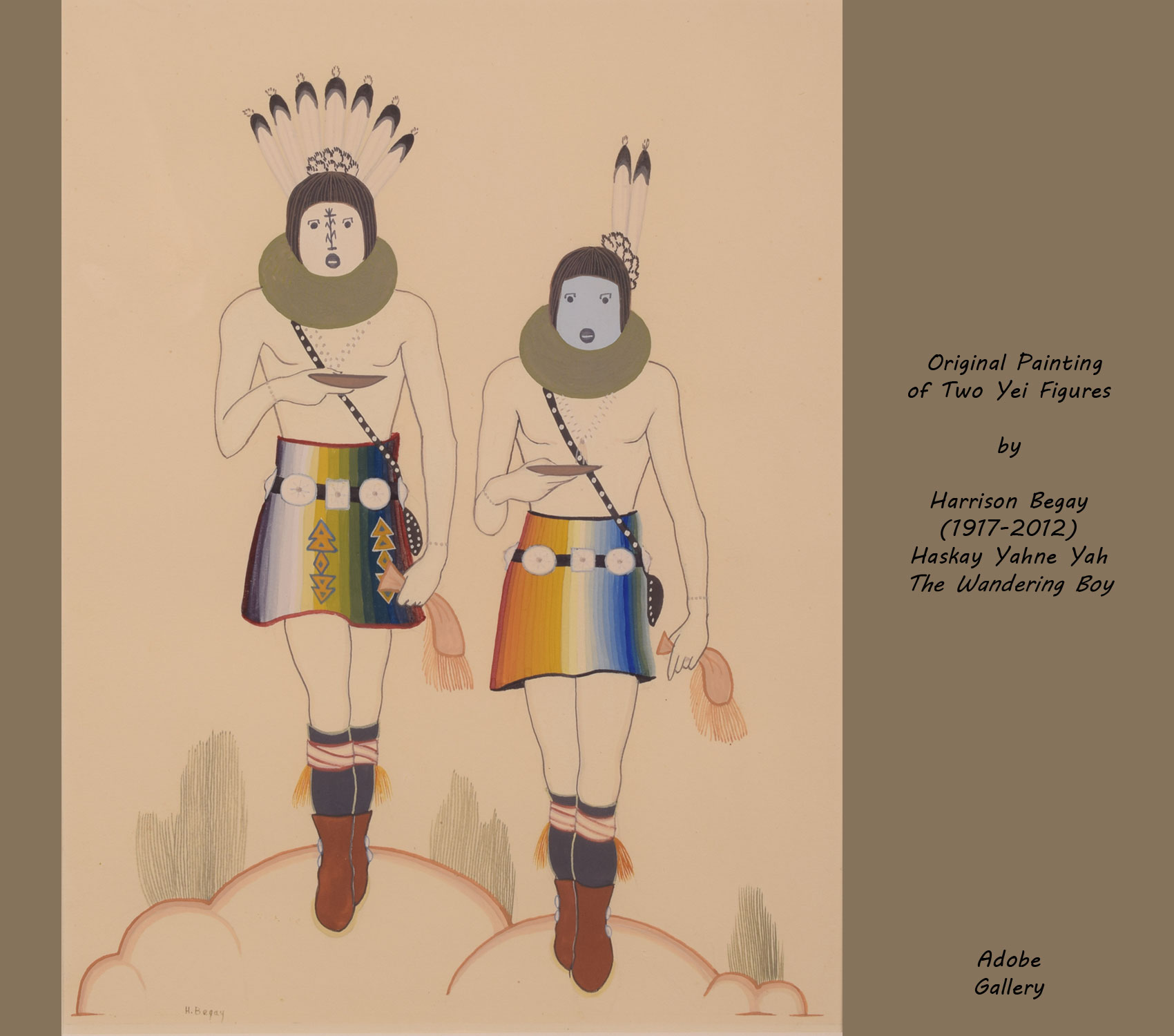 Begay Southwest Native American Painting Yei C4683A - Adobe Gallery ...