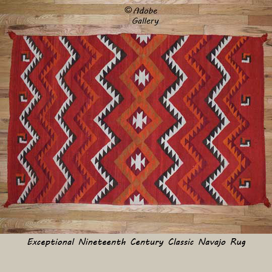 Southwest Native American Textile Navajo Rug Red C4478P - Adobe Gallery ...