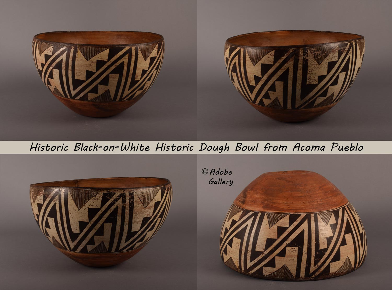 Acoma Pueblo Southwest Indian Historic Pottery Bowl C4730-02 - Adobe ...