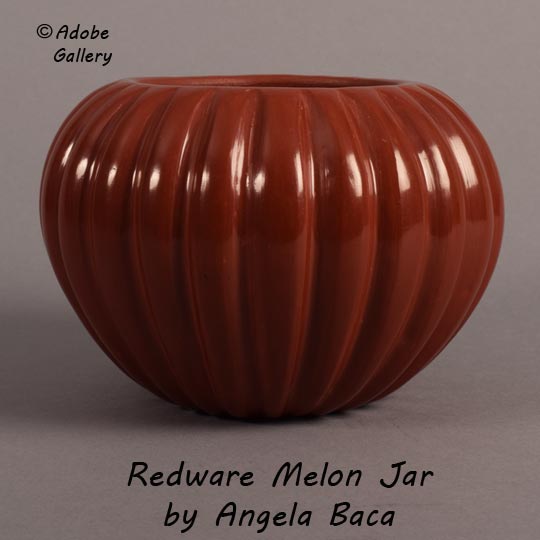 Angela Baca Southwest Indian Red Pottery Ribbed Melon C4748H - Adobe ...