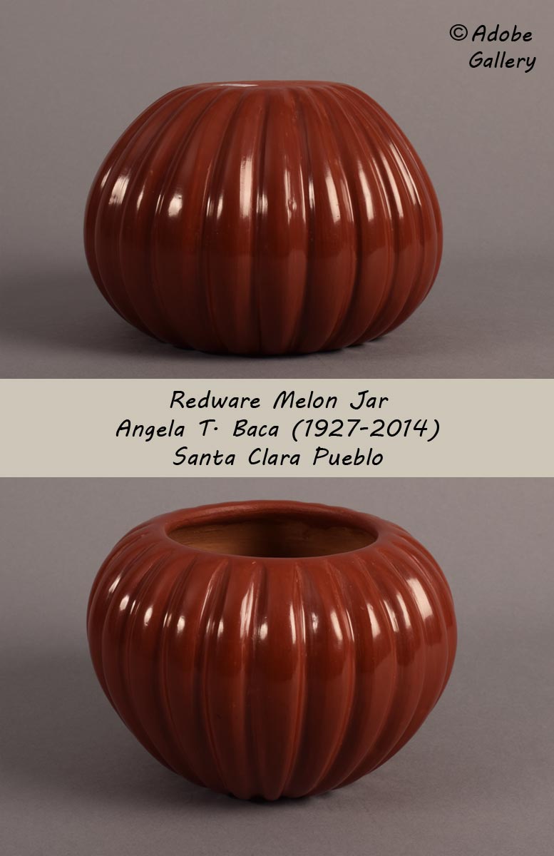 Angela Baca Southwest Indian Red Pottery Ribbed Melon C4748H - Adobe ...