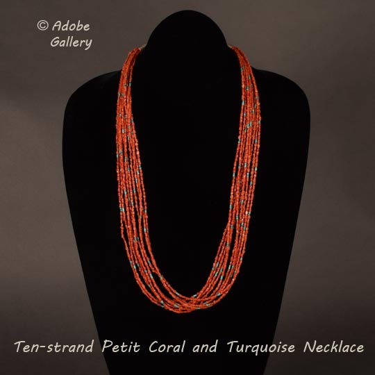 Southwest Native American Coral Jewelry Necklace C4759J - Adobe Gallery ...