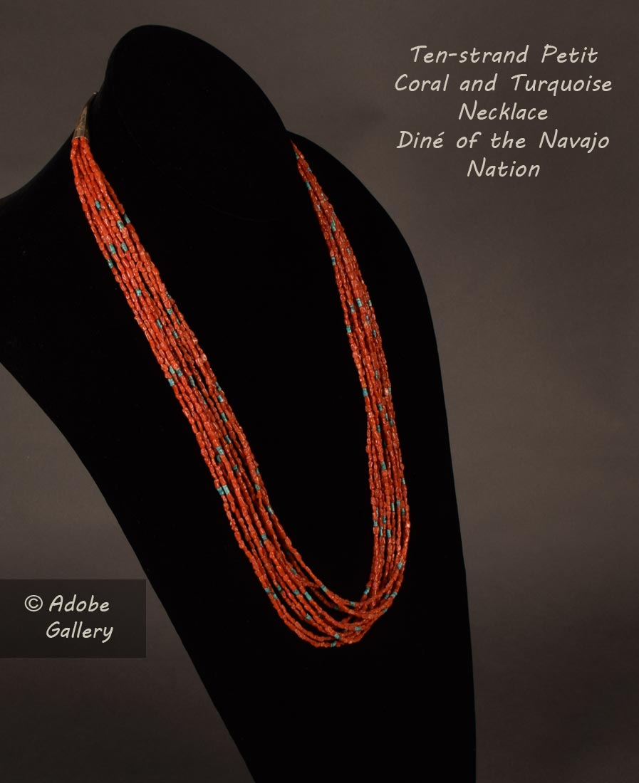 Southwest Native American Coral Jewelry Necklace C4759J - Adobe Gallery ...