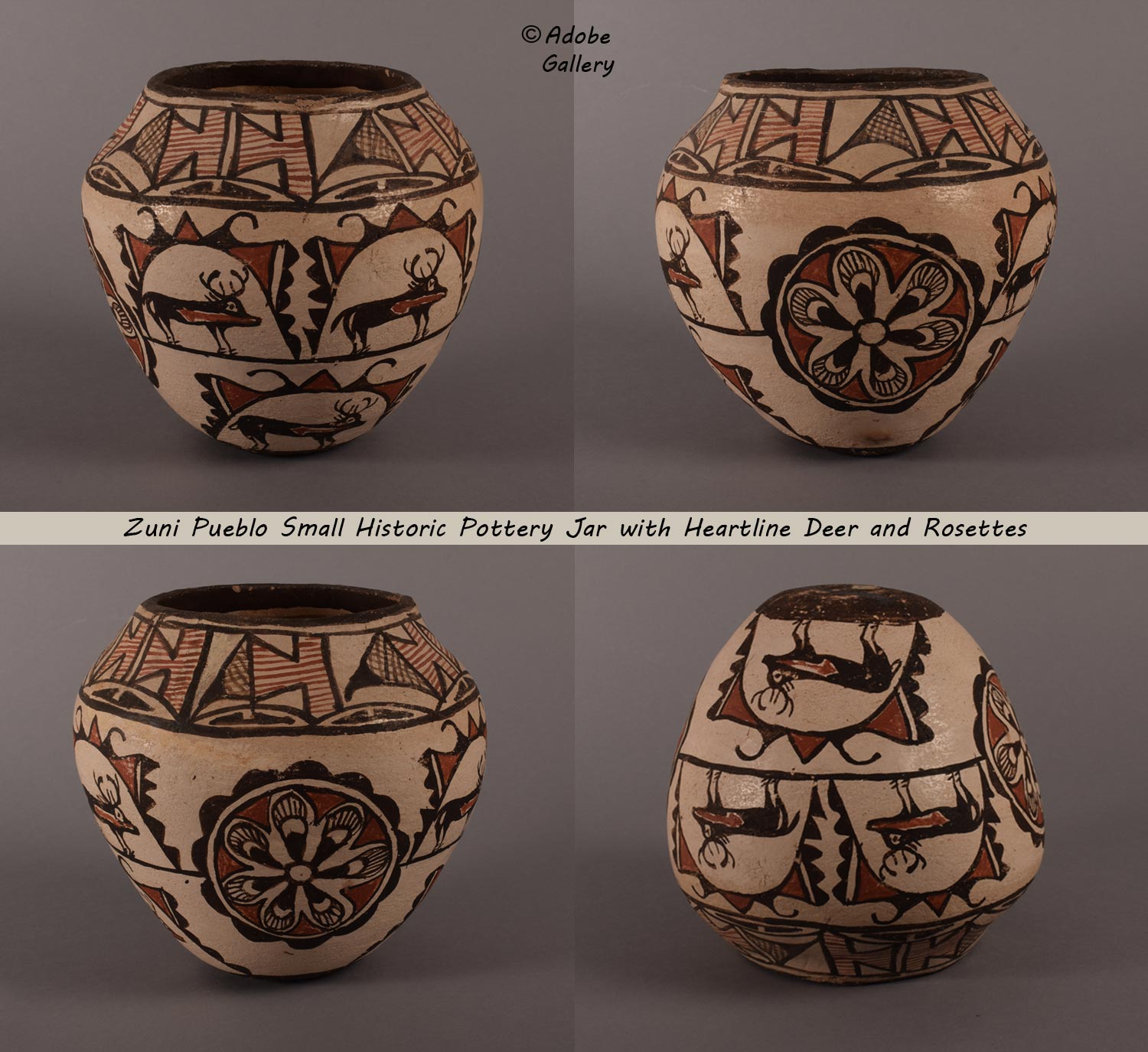 Zuni Pueblo Southwest Indian Historic Pottery Heartline C4803G - Adobe ...