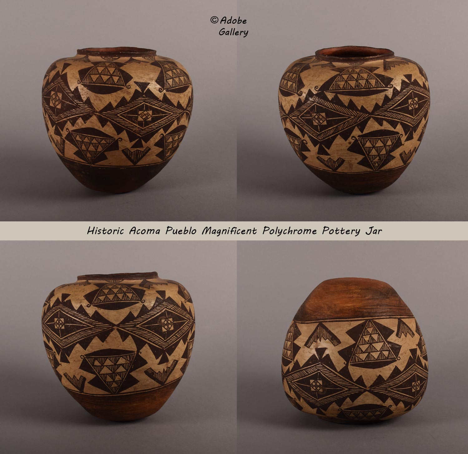 Acoma Pueblo Southwest Indian Historic Pottery C4820A - Adobe Gallery ...