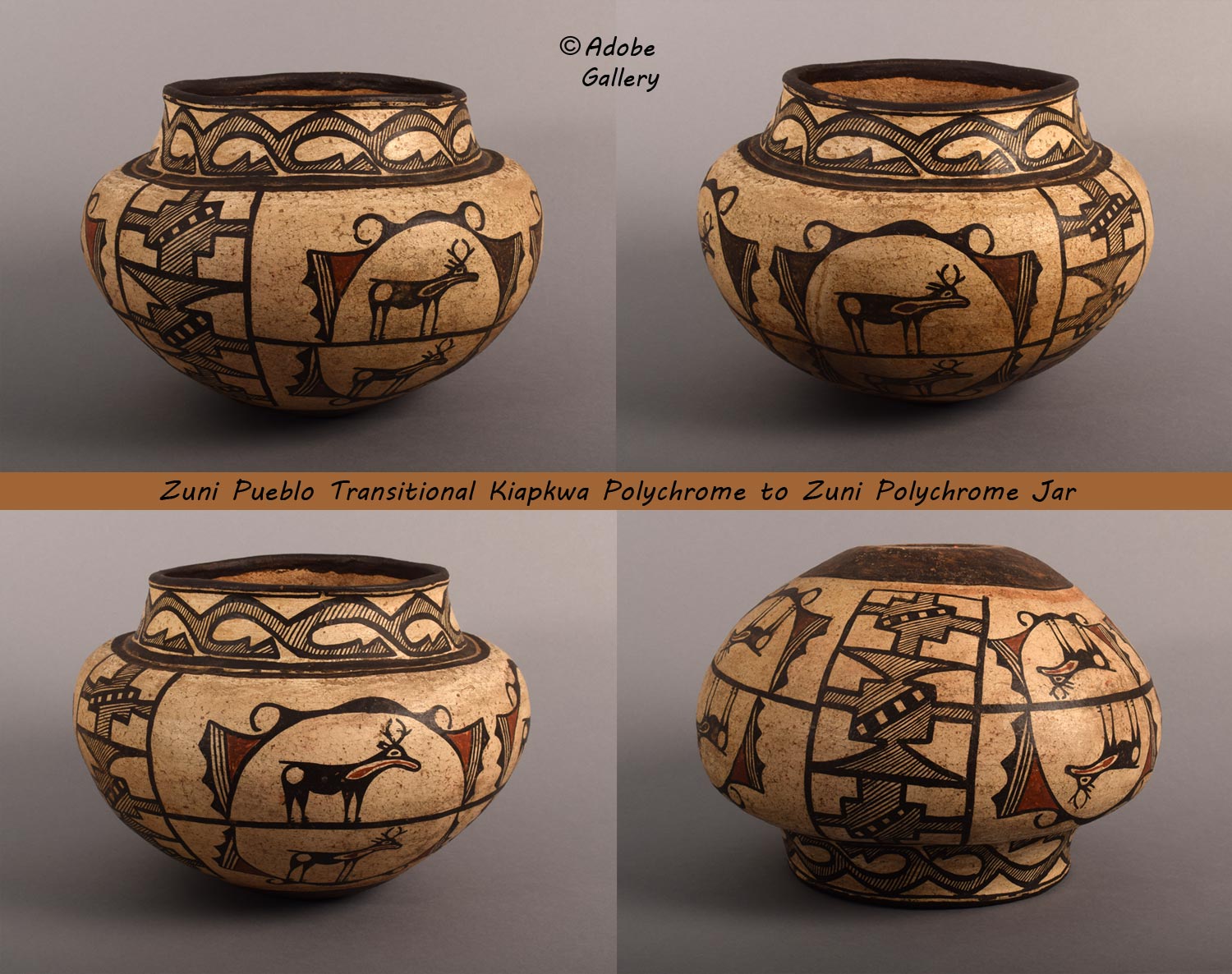 Southwest Indian Historic Zuni Pueblo Pottery C4731o - Adobe Gallery ...