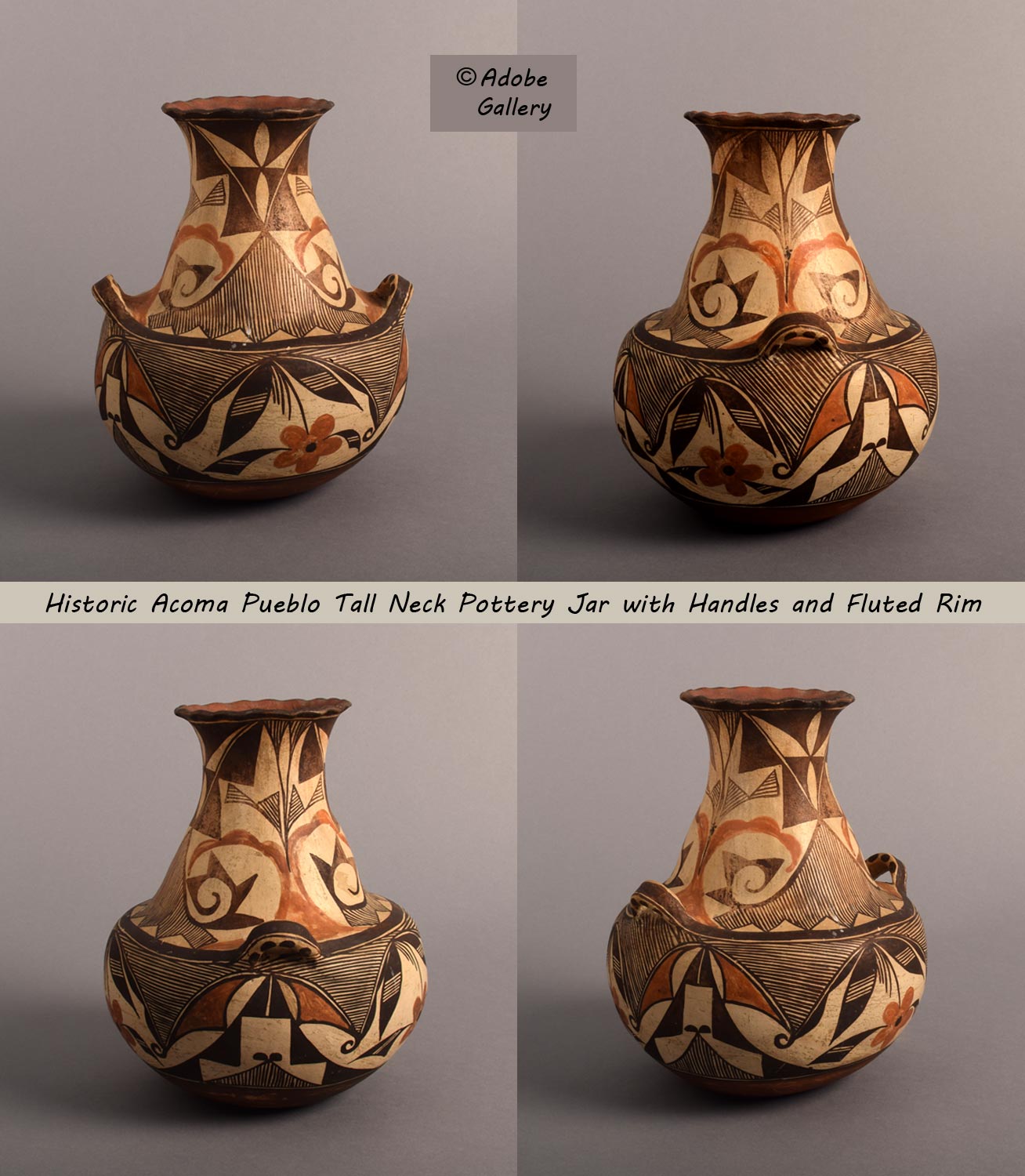 Southwest Indian Historic Pottery Acoma Pueblo C4857B - Adobe Gallery ...
