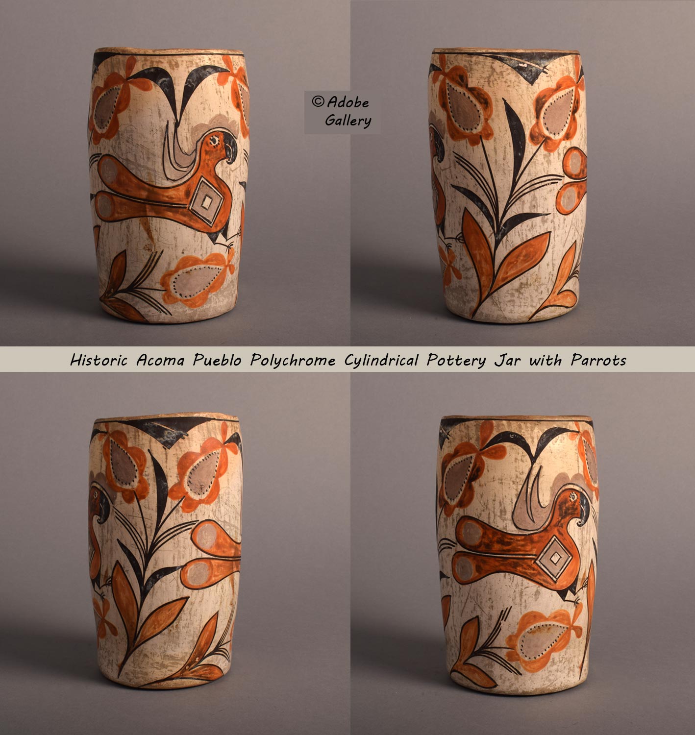 Acoma Pueblo Parrot Southwest Indian Historic Pottery 26352 - Adobe ...