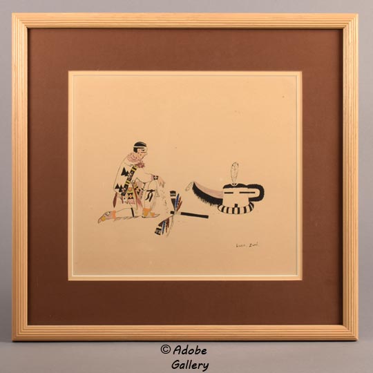 Southwest Native American Painting Zuni Pueblo Shalako C4803P - Adobe Gallery, Santa Fe